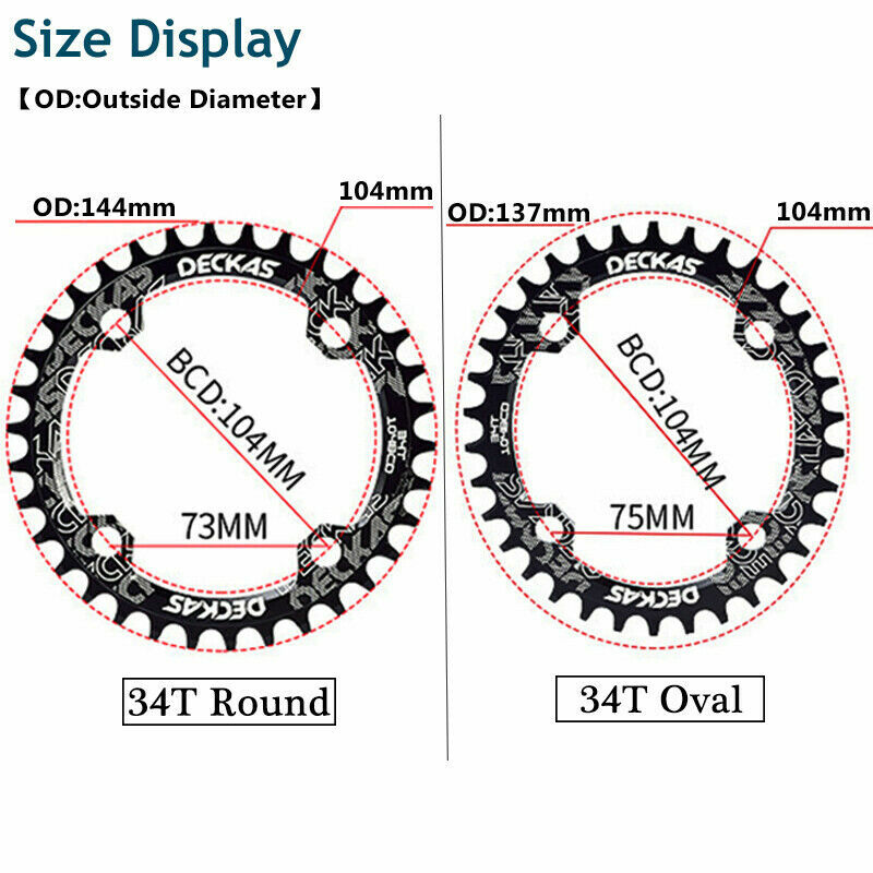 DECKAS Single Chainring 104BCD Narrow Wide 32T-52T Round Oval Fit ...