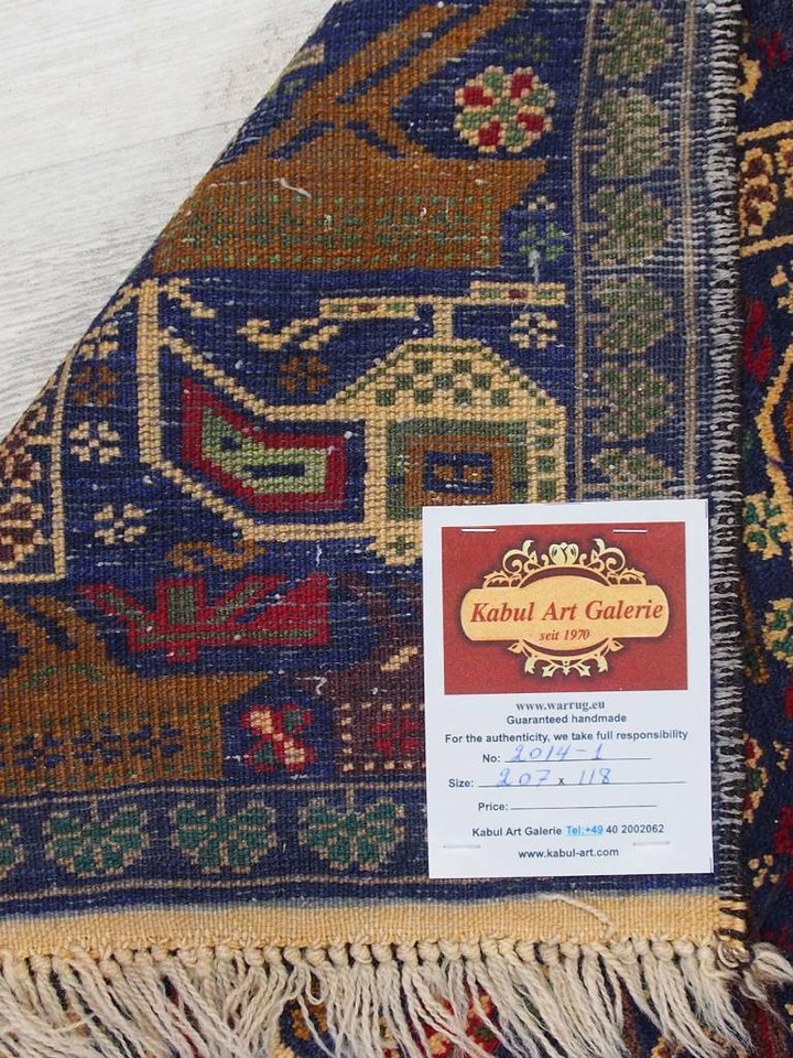 6,8x 3,9 ft unique genuine old nomadic Afghan War rug Afghanistan ...