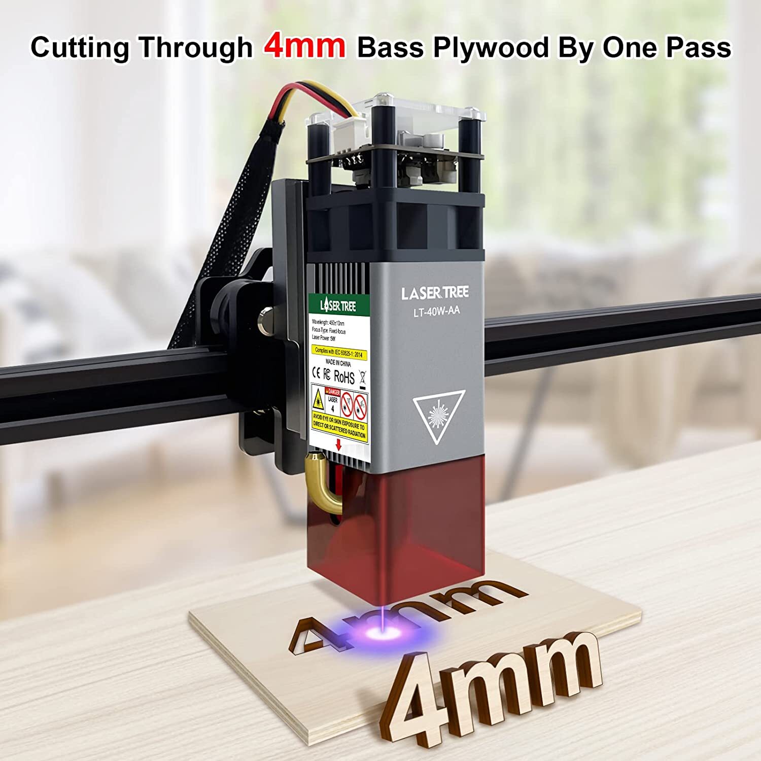 LASER TREE 40W Laser Module Head 450nm Focusable for Cutter Engraving ...