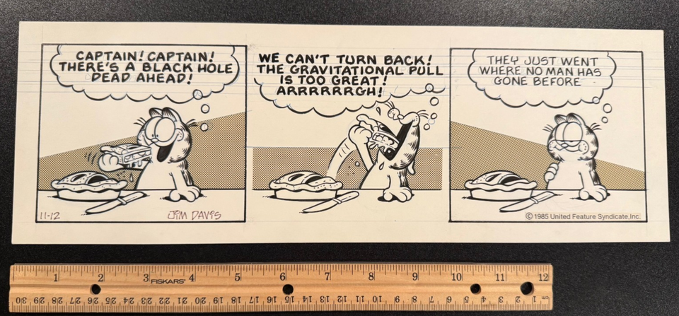 Jim Davis GARFIELD Original Art Comic Strip Hand Drawn 11/12/85 Star ...