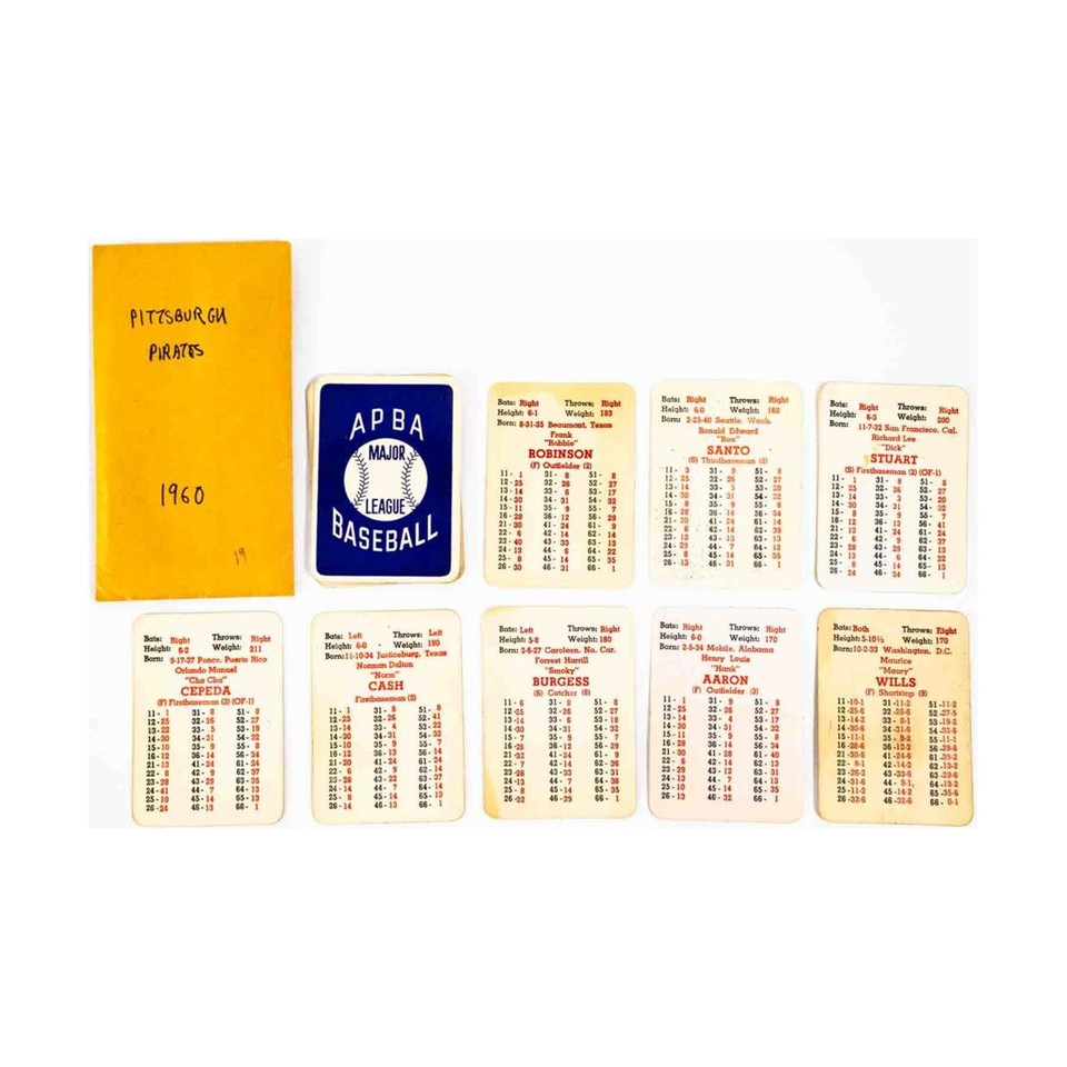 APBA Baseball Cards Baseball Team Cards - 1960 Pittsburgh Pirates Bag ...
