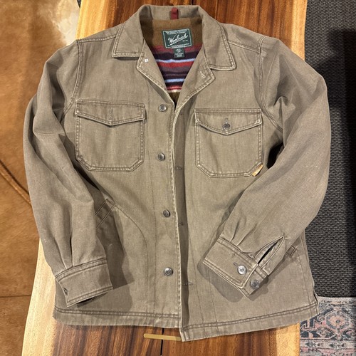 Woolrich Sherpa Lined Chore Coat Mens Medium Off Brown Work Jacket ...