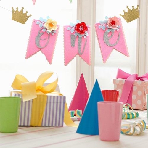 First Birthday Decor High Chair Banner Baby Girl One Highchair ...