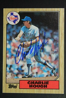 Charlie Hough Rangers 1987 Topps #70 Marlins Blue Ink Signed Auth ...