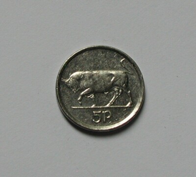 1996 IRELAND Coin - 5 Pence (5p) - bull bovine - Irish harp | eBay