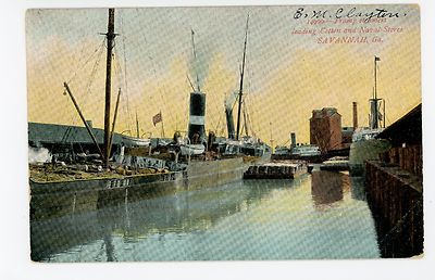 Tramp Steamers SAVANNAH Rare Antique—Cotton & Navy Ships Boats DPO 1912 ...