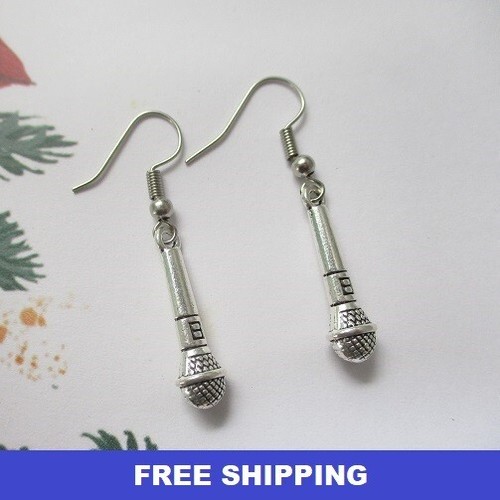 ANTIQUE SILVER MICROPHONE DANGLE HOOK EARRINGS | eBay