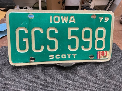 License Plate Tag Vintage Iowa GCS 598 Scott 1979 w/ 1981 sticker ...
