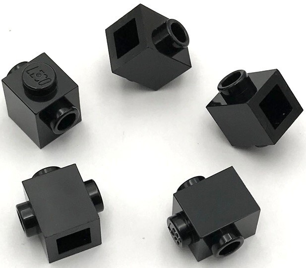 Lego 5 New Black Bricks Modified 1 x 1 w/ Studs on 2 Sides Opposite ...