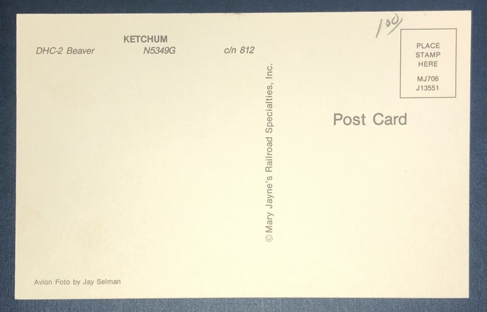 Postcard Ketchum Air Services Alaska de Havilland Canada DHC-2 Beaver ...