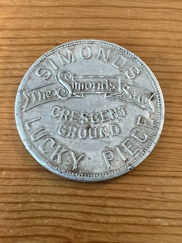 "SIMONDS CROSS CUT SAWS" (lumberjack pictorial) FITCHBURG, MASSACHUSETT ...