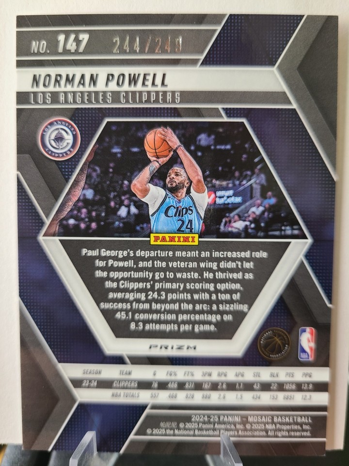2024-25 Panini Mosaic #147 Norman Powell Orange Mosaic /249 LA Clippers ...