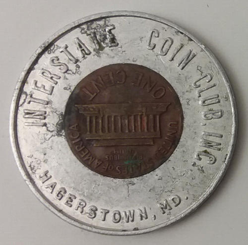 Encased Penny 1964 Interstate Coin Club Inc. Hagerstown, PA Good Luck ...
