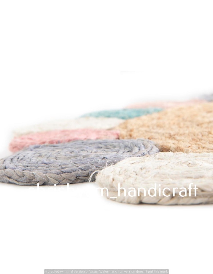 Rug Jute Round Natural 100% Jute Handmade Rug Reversible Braided Rustic ...