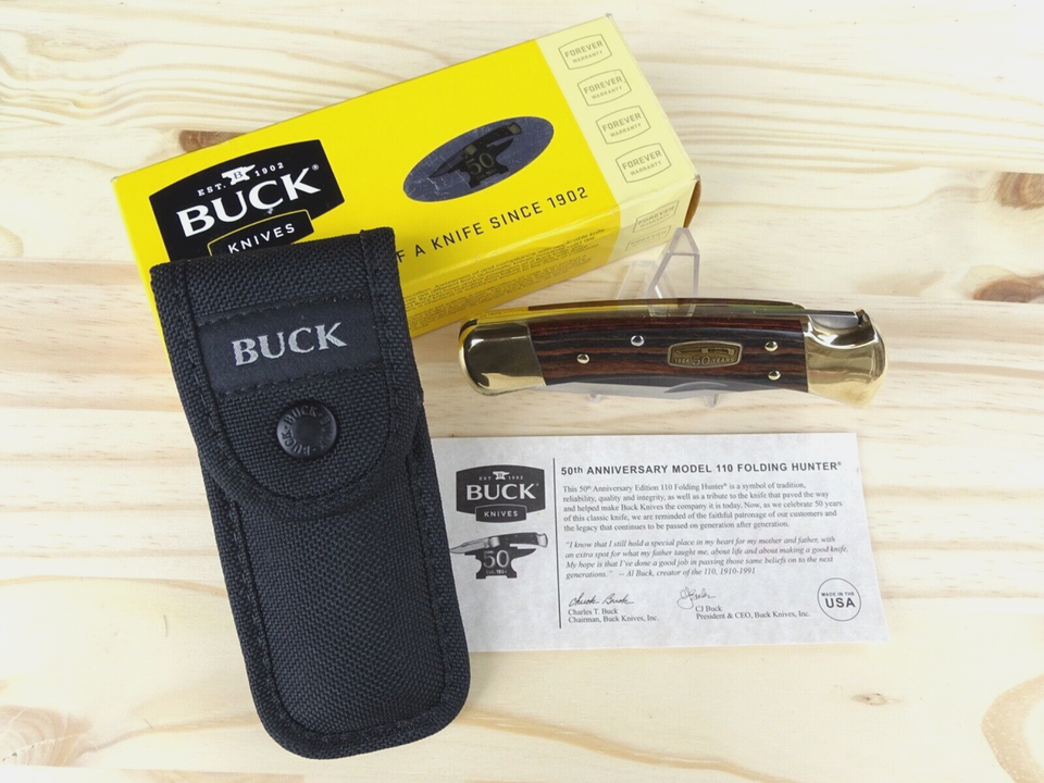 Buck 110 Hunter 50th Anniversary Edition Knife Ebony Handle 420HC Blade ...