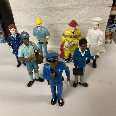7 Vintage 5" Lakeshore Educational Occupation Figures Fireman Chef ...