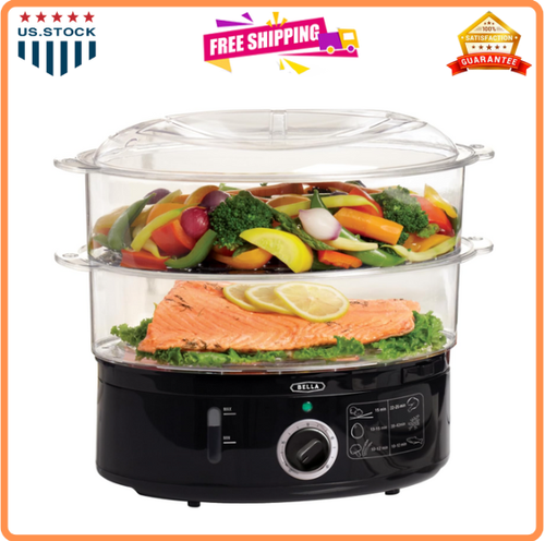 BELLA Two Tier Food Steamer with Dishwasher Safe Lids and Stackable ...