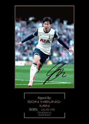 SON HEUNG-MIN Signed TOTTENHAM HOTSPUR FOOTBALL Printed Autograph Photo ...