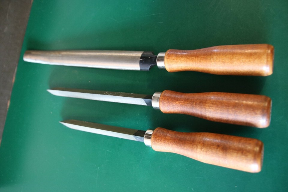 Machinist's Scrapers - 1/2 Half Round 2 Three Square Scrapers in Wooden ...