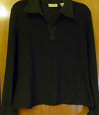 Womans Black Stretch Size L 14 16 Black Apostrophe V neck Pullover ...