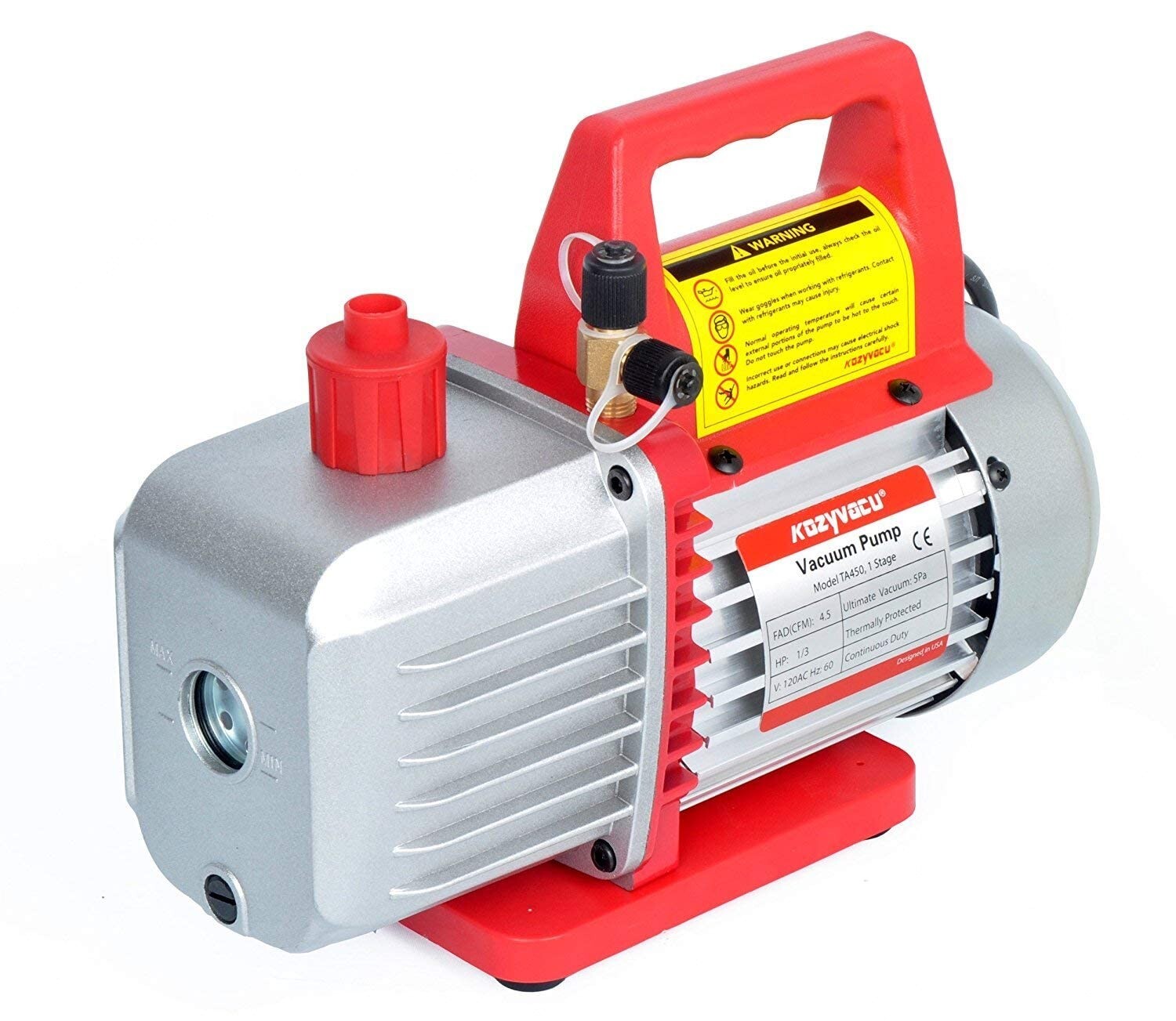 Versatile Single-Stage HVAC Vacuum Pump, 4.5 CFM - Ideal for Automotiv ...