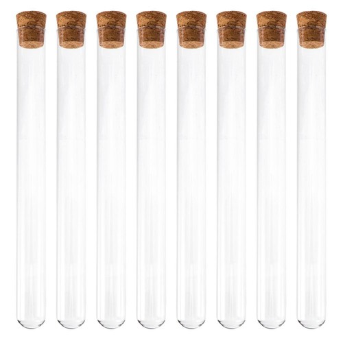 8 Pcs Glass Test Tube Pack Small Containers with Stopper Clear Sample ...