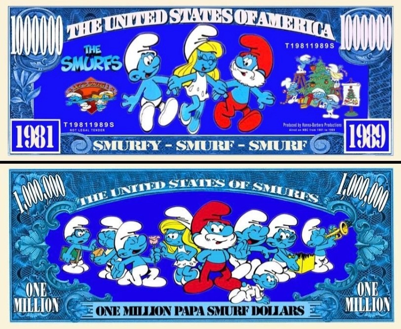 10 Pack Smurfs Cartoon Animation 1 Million Dollars Collectible Novelty ...
