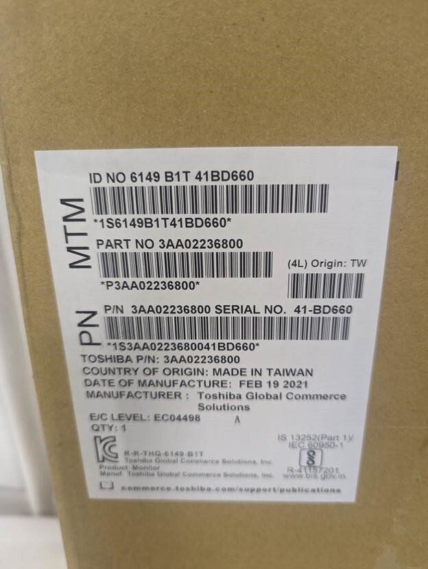 Toshiba 6149-B1T 15.6" Touch Monitor, Widescreen New with Cables *No ...