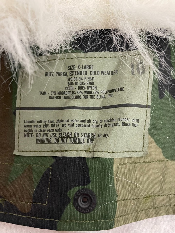 US Military Goretex JACKET Parka FUR Ruff Extended Cold XL ECWCS USGI ...