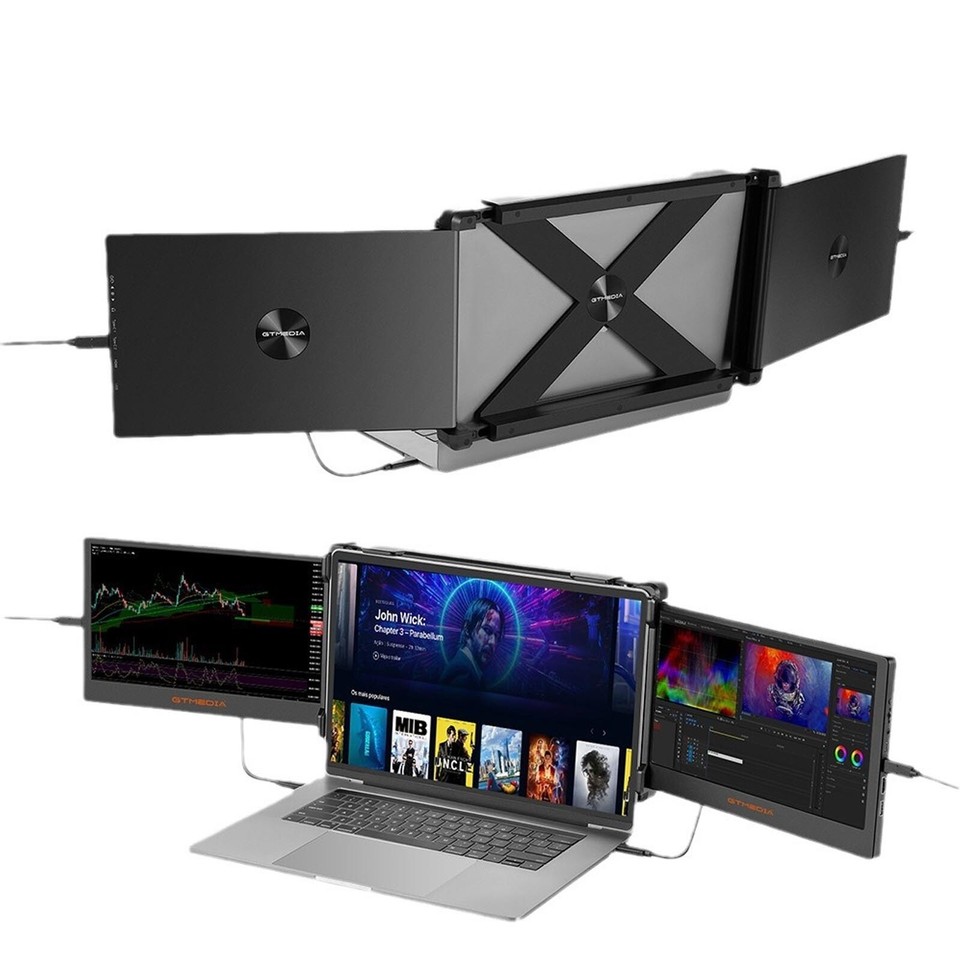 Triple Laptop Screen Extender Dual Portable Monitor Folding Display ...