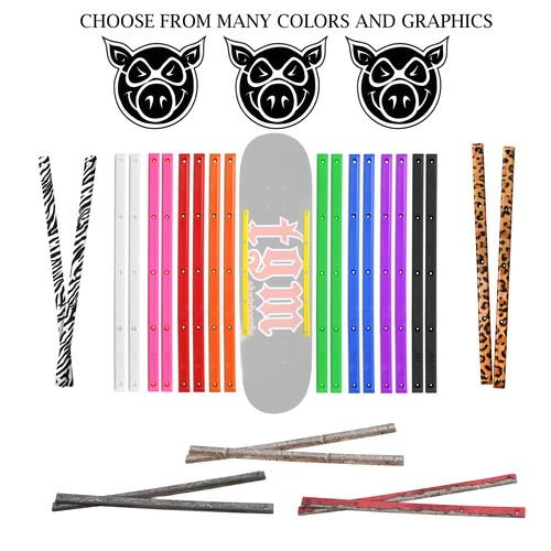 Pig Skateboard Rails 14.25 With 10 Wood Screws (Choose your color) | eBay
