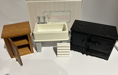 Angelina Ballerina American Girl Kitchen 2000 Stove Sink Cupboard OIB ...
