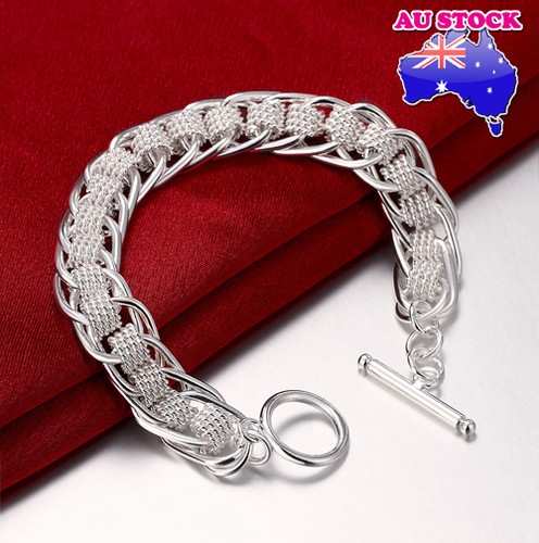 WholeSale 1.2CM 925 Sterling Silver Filled Weave Bracelet Chain Link Bangle | eBay Australia