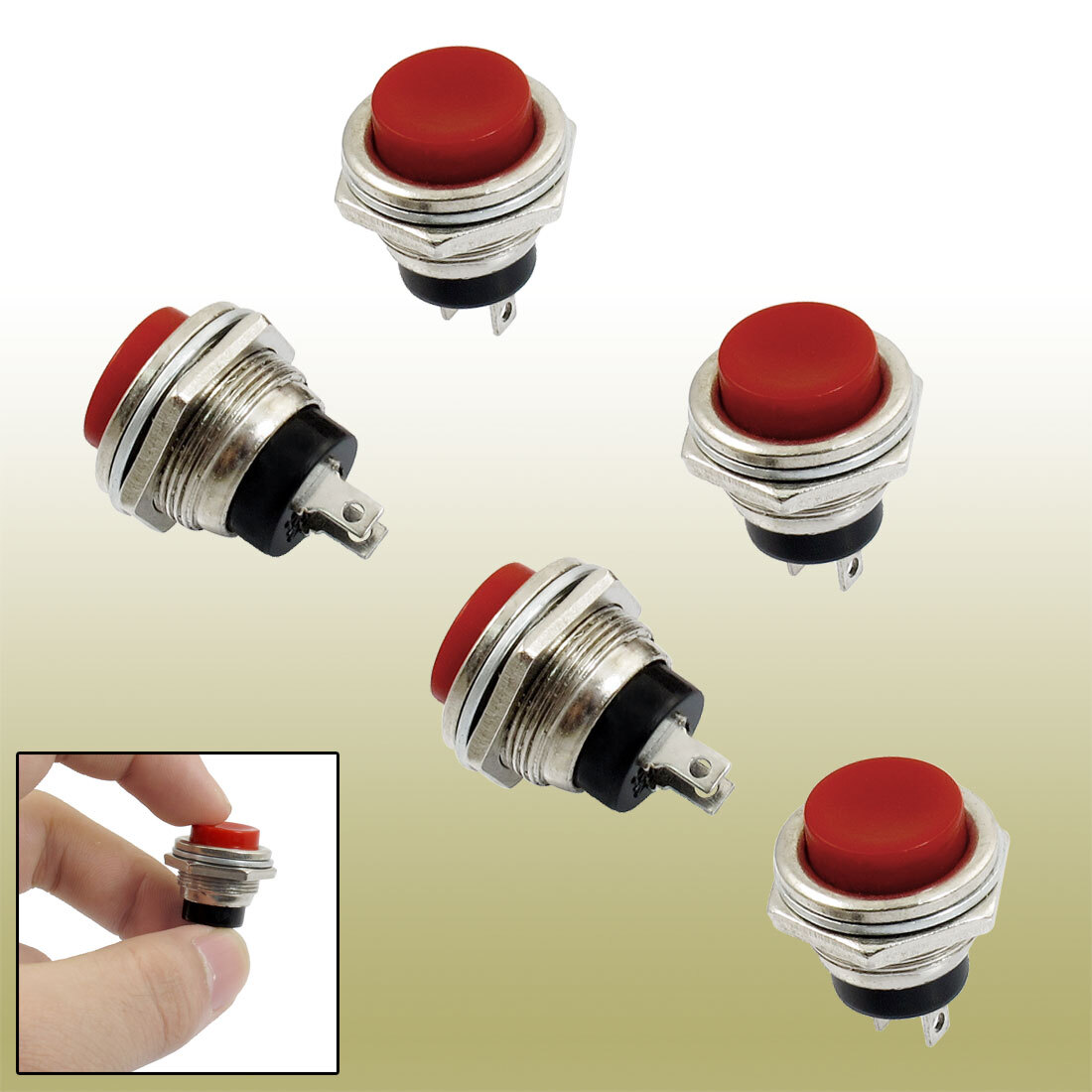 5 x Momentary SPST NO Red Round Cap Push Button Switch AC 125V 3A | eBay