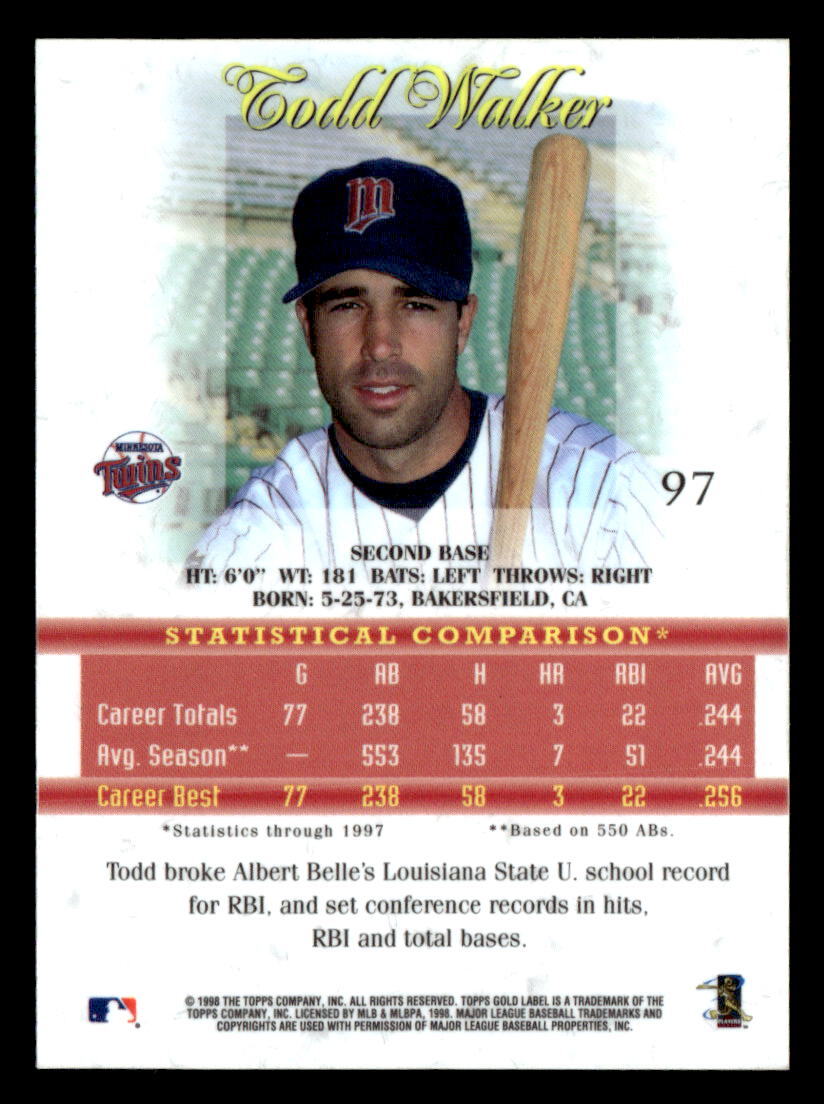 1998 Topps Gold Label - Class 2 #97 Todd Walker for sale online | eBay