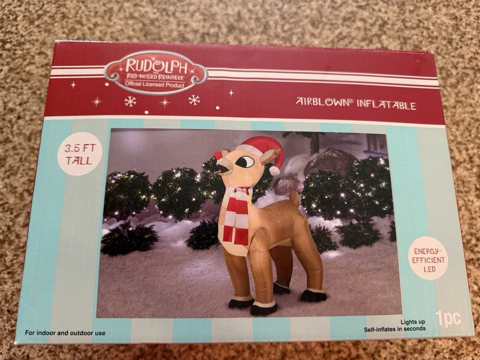 Rudolph Red-Nosed Reindeer Airblown Inflatable 3.5 Ft. Tall-Tested-LED ...