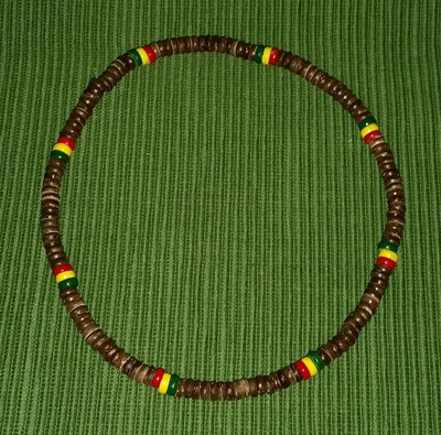 Rasta Necklace Brown Wooden Necklace Rasta Beaded Necklace Rasta Reggae ...