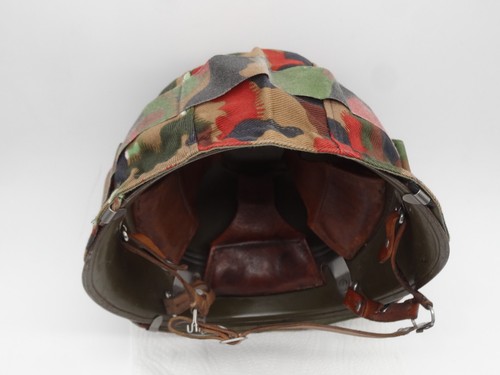 Swiss Army Military Surplus M71 Combat Helmet + Camouflage Cover Liner ...