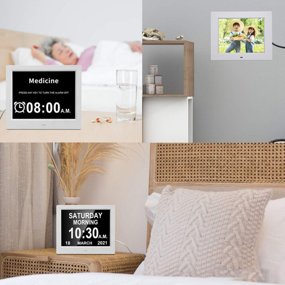 8'' LED Large Digital Day Clock Calendar Dementia Date Week Month Year ...