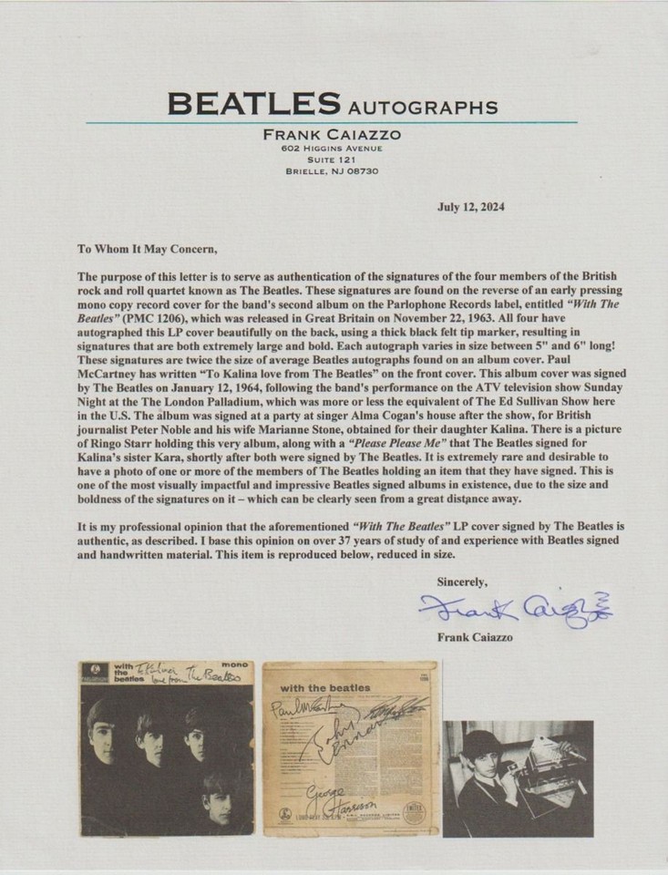 BEATLES Fully Signed Autographed With The Beatles UK LP Cover With ...