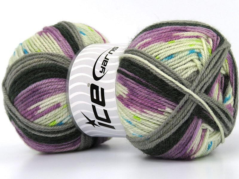 4-Skein Lot Wool Design Yarn Fine 4x100g/260m Grey Black Cream Orchid ...