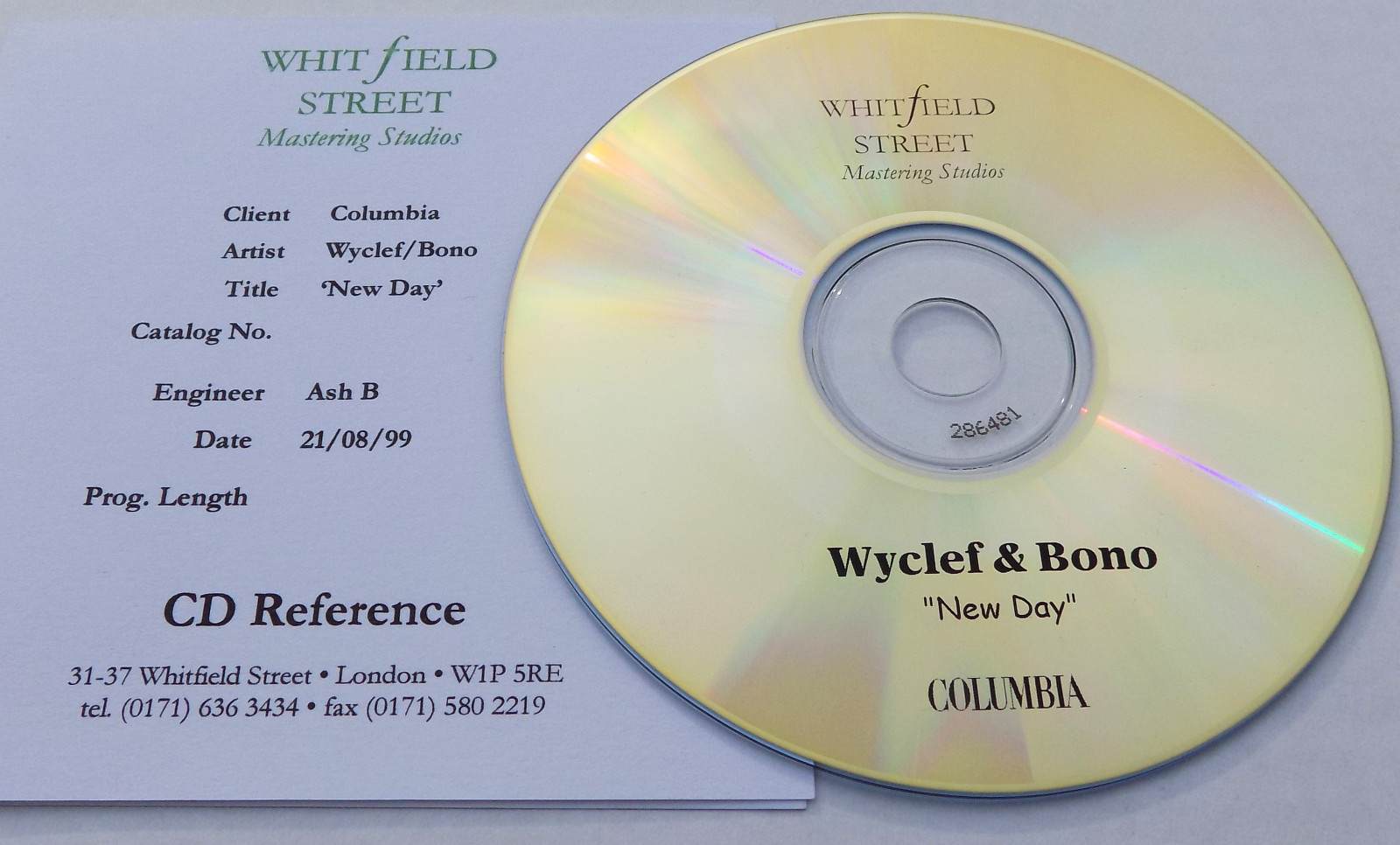 U2 CD BONO - New Day UK 2 Track WHITFIELD Studio ACETATE PROMO Rare ...