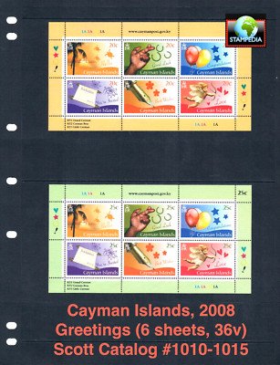 $52.25 Scott Value - 2008 CAYMAN ISL Greetings 6 s/s Caribbean CV MNH ...