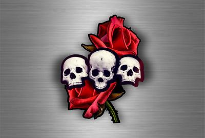 Sticker decal car bike motorcycle biker skull rose helmet vinyl moto | eBay