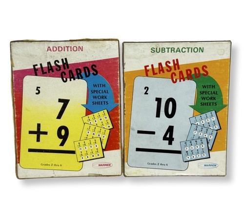Vintage Warren Addition Subtraction Flash Cards with Worksheets Grades ...