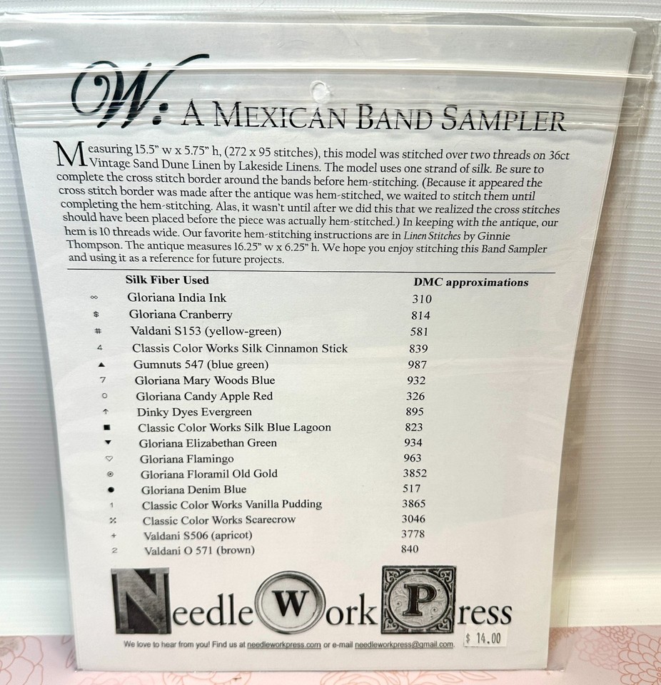 W: A MEXICAN BAND SAMPLER Cross Stitch Chart NeedleWork Press Pattern ...