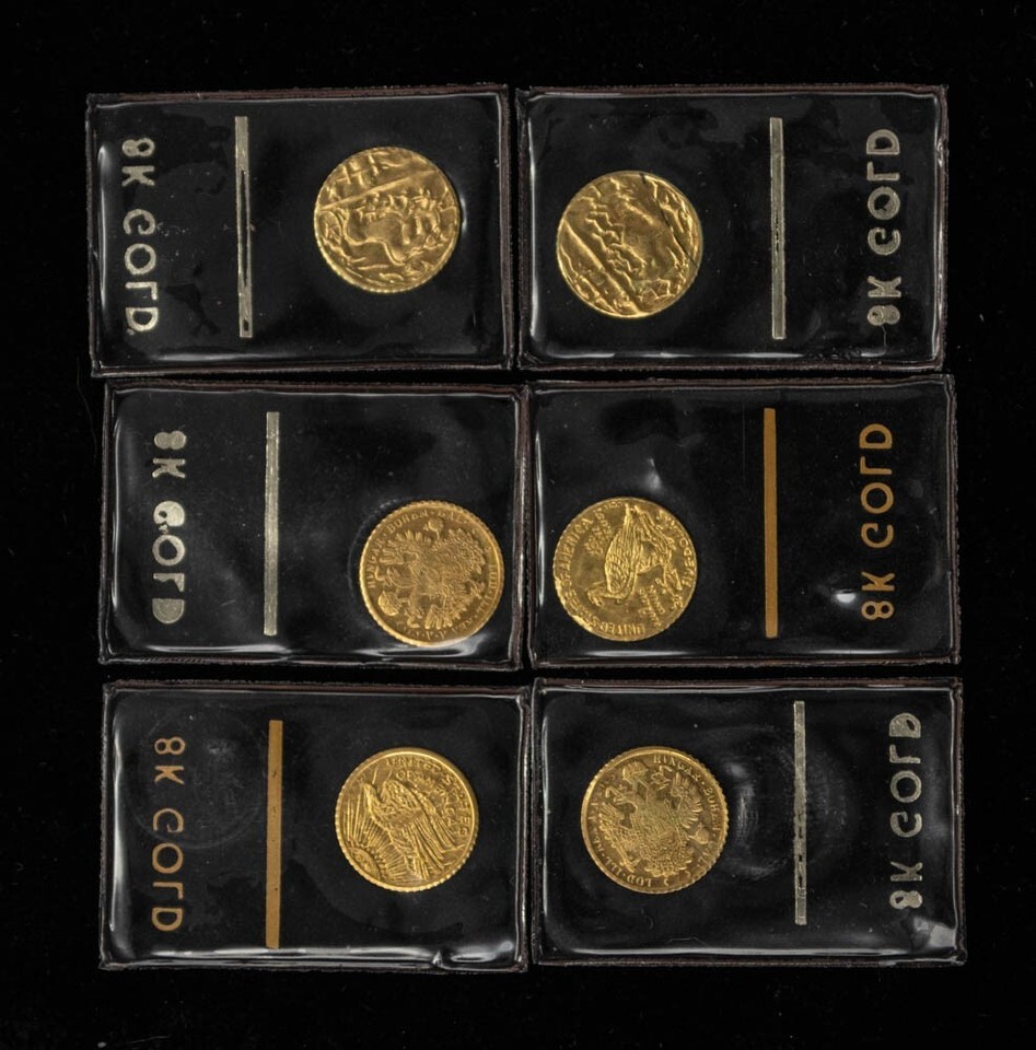 Six 6 Gold Miniature Coins .4 Grams Each 8K Gold | eBay