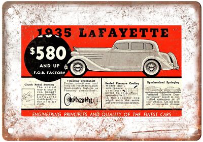 Vintage 1935 LaFayette Auto Ad Retro Look Reproduction Metal Sign A3750 ...