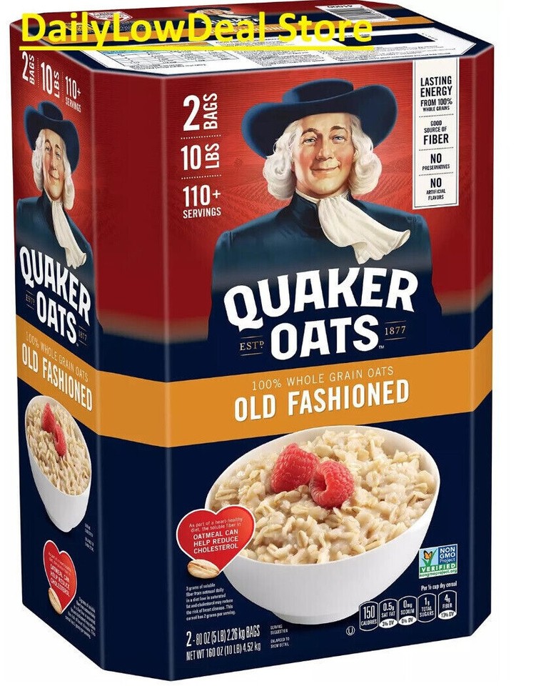 2 PACK - Quaker Oats Old Fashioned Oatmeal, 10 lbs (Total 20 lbs) | eBay