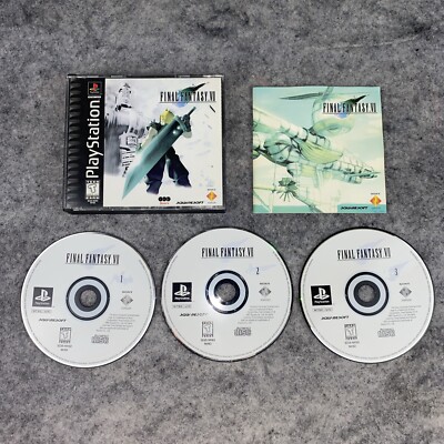 Final Fantasy VII 7 FF7 - Black Label - PlayStation 1 PS1 CIB 3 Discs ...